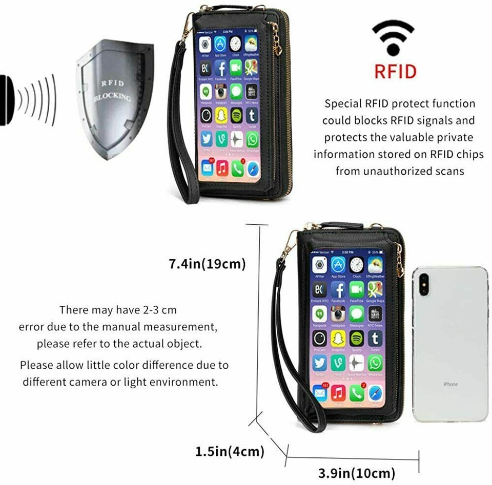 Women Touch Screen Purse Small Crossbody Phone Bag RFID Blocking ...