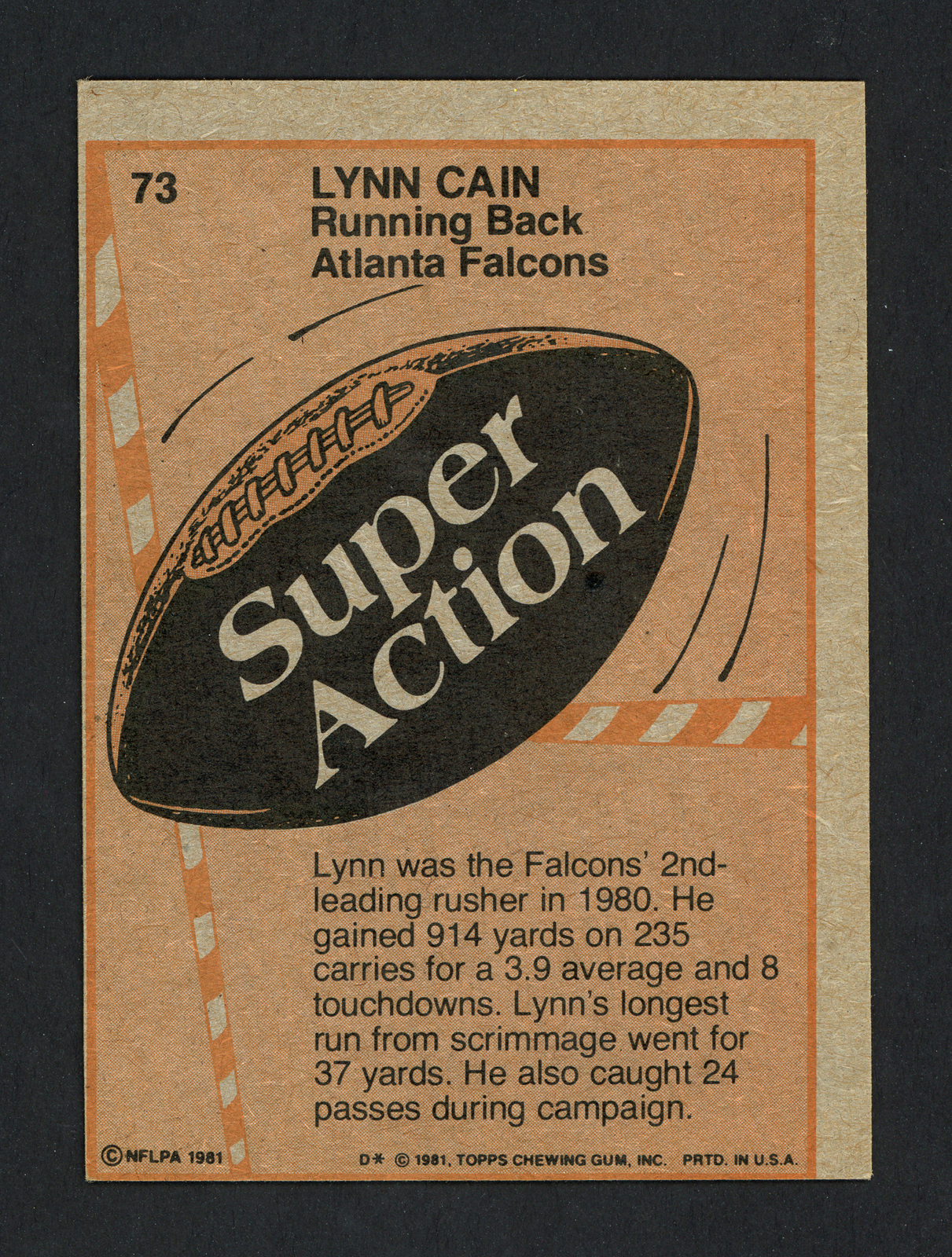 Lynn Cain Autographed Signed 1981 Topps Card #73 Atlanta Falcons 160225 ...