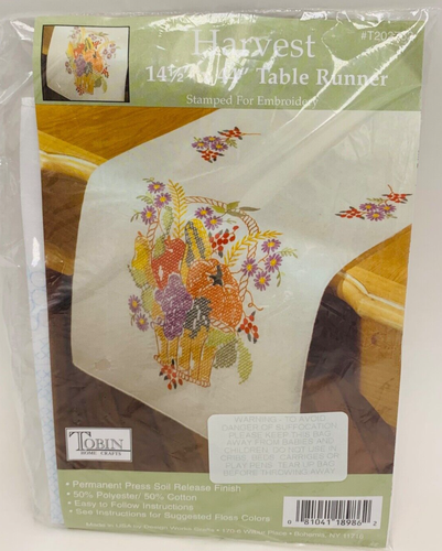Tobin Stamped Embroidery Cross Stitch HARVEST 14x44 Table Runner Kit ...