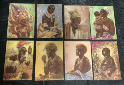 Rare Antique Vintage Kent Cottrell Postcard Lot Of 8 African Color ...