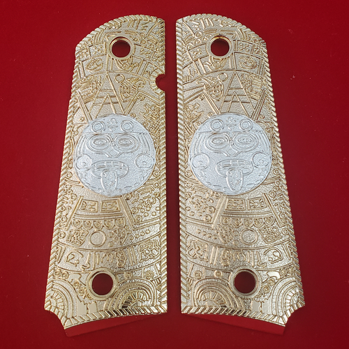 For 1911 Colt Combat Commander .45 Grips Aztec Gold 1911 Full size ...