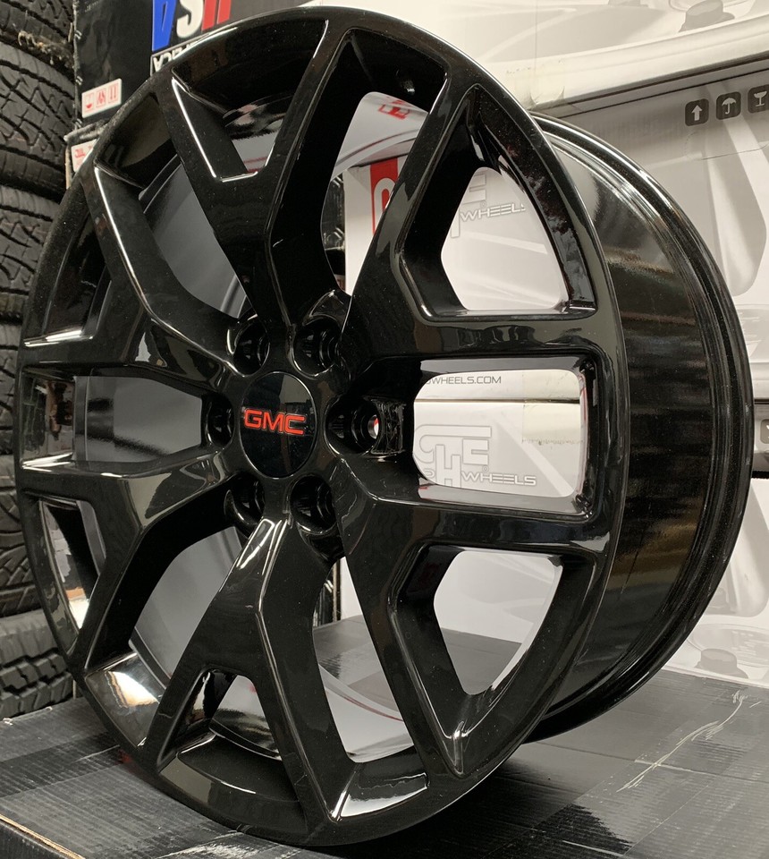 24” INCH GMC SIERRA YUKON GLOSS BLACK WHEELS CHEVY TAHOE SILVERADO ...