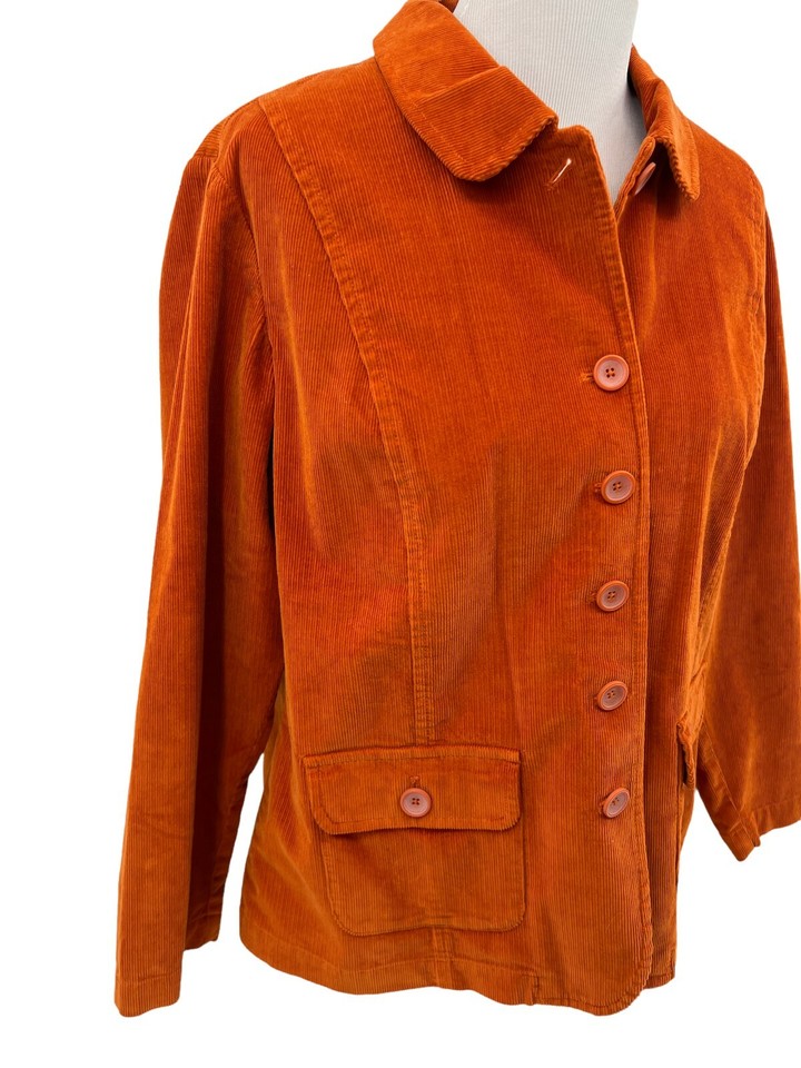 Talbots Orange Stretch Corduroy Button Front Jacket Blazer Woman ...