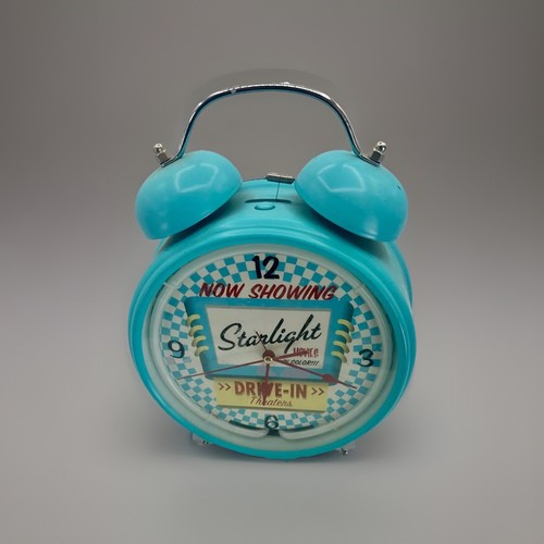 Ravinia Twin Bell Drive-In Theater Alarm Clock Retro Blue | eBay
