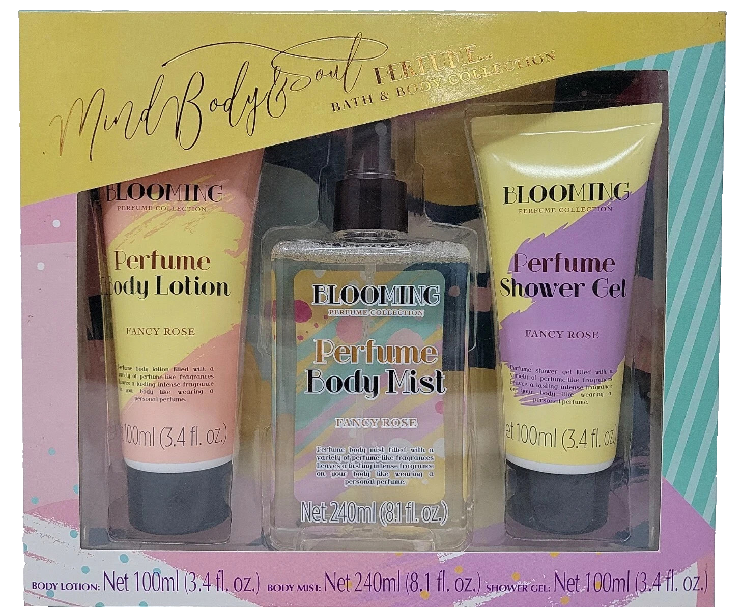 Bath And Body Collection Fancy Rose Gift Set Mind Body Soul Blooming ...