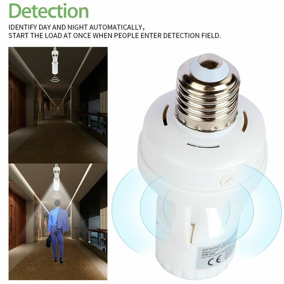 3X Infrared PIR Motion Sensor E27 LED Light Lamp Bulb Holder Socket ...