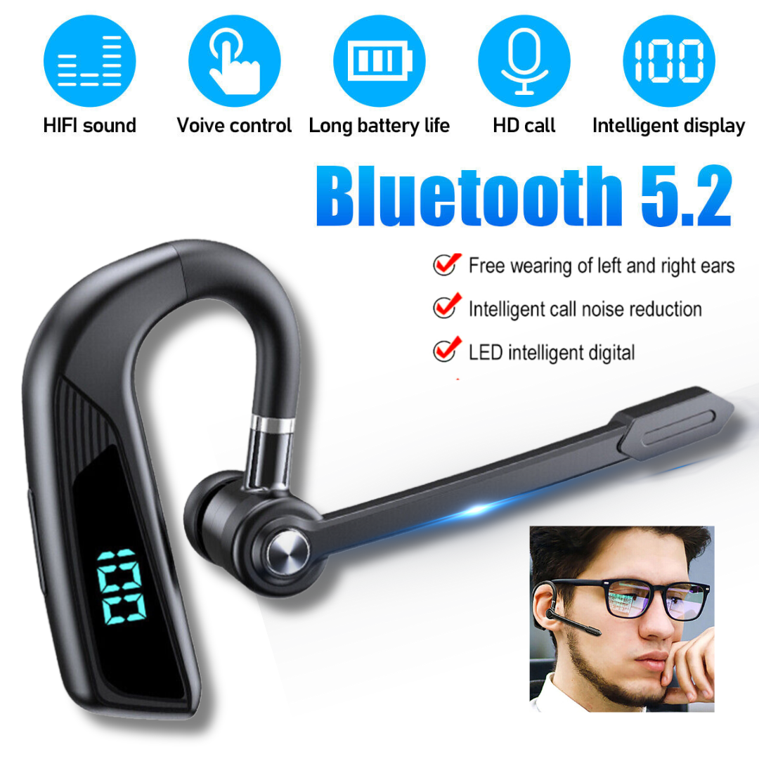 Bluetooth 5.2 Earpiece Wireless Headset Driving Trucker Earbuds Noise ...