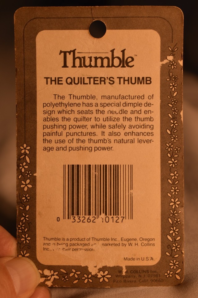 Vintage Thumble Inc, Thumble The Quilters Thumb, #127 Special Dimple ...