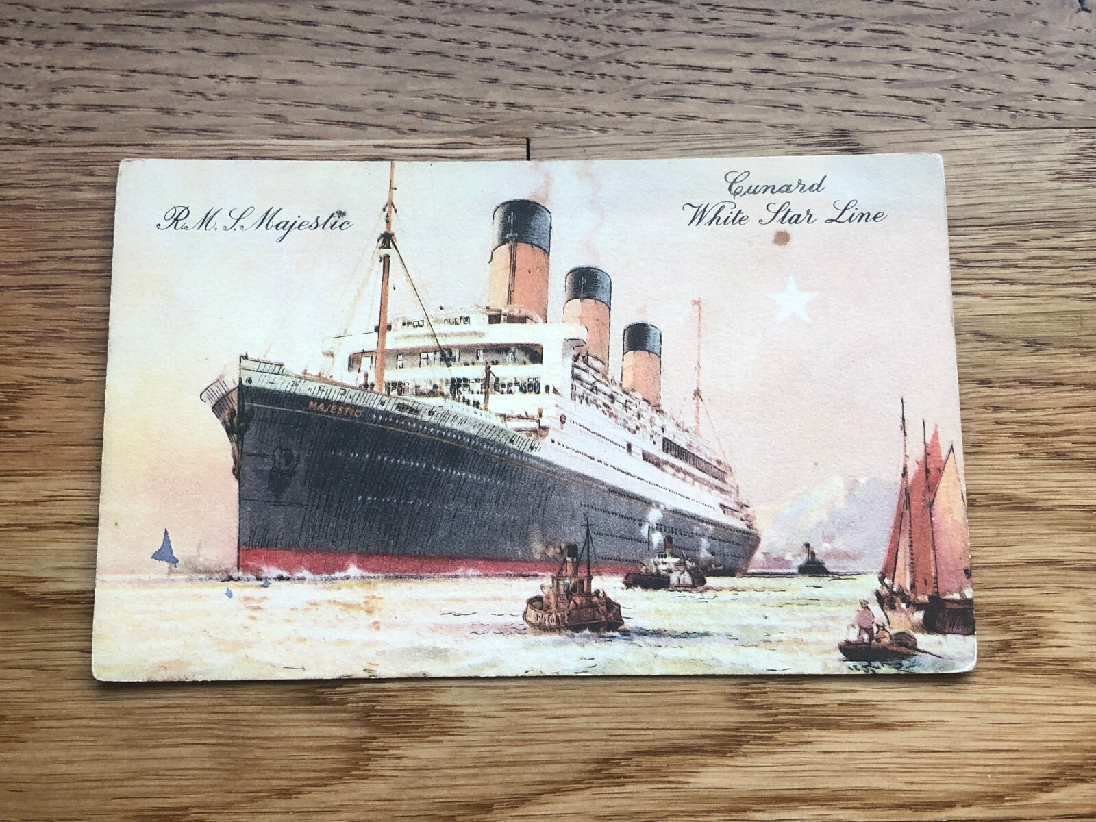 RMS Majestic Artist Rendering Postcard / Cunard White Star Line | eBay