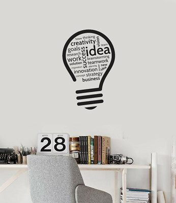 Vinyl Wall Decal Creativity Idea Lightbulb Teamwork Office Stickers ...