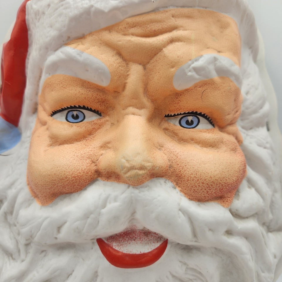 Vintage 1950s Santa Face Celluloid Christmas Plaque 3D Vacuform RARE 12 ...