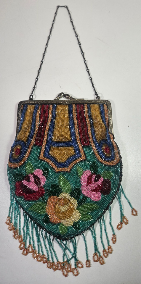 Vintage Art Nouveau Micro Glass Beaded Women's Hand Purse Bag | eBay ...
