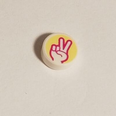 LEGO Peace Sign Fingers V Printed 1x1 Tile Round Hand Yellow Pink ...