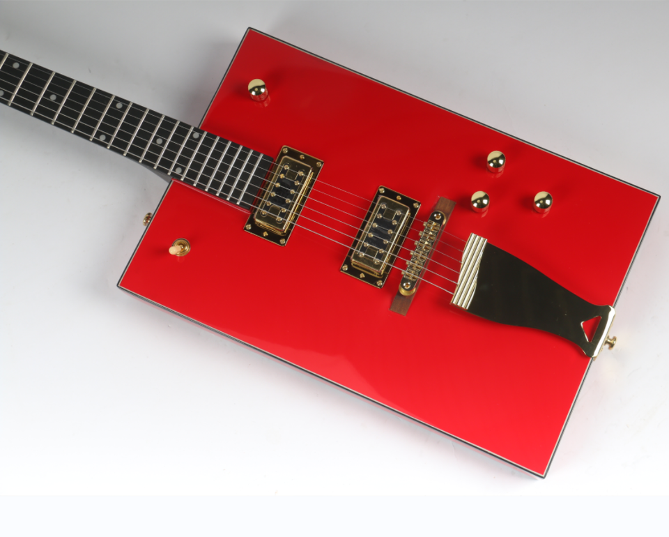 Custom Bo Diddley Electric Guitar Red Rectangle Mini Pickups Gold ...