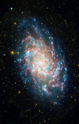 GALEX M33 NGC598 Spitzer Hubble JPL NASA space telescope photo PIA11999 ...