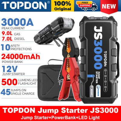 TOPDON JS3000 Car Jump Starter Booster Jumper Box Power Bank Battery ...