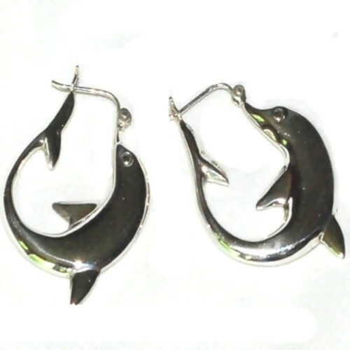 Sterling Silver Dolphin Pin Catch Hoop Earrings | eBay