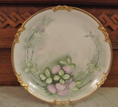Vintage Goa France Pink & Green Flower Gold Rim Plate Signed "B" | eBay