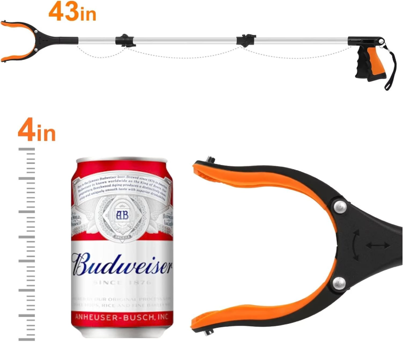 43" Extra Long Grabber Tool, Foldable Grabbers for Elderly Grab It ...