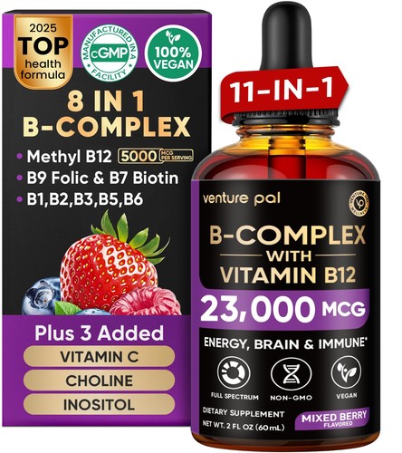 11-in-1 Vitamin B Complex Liquid Drops, B12 Methylcobalamin | B9 Folic ...