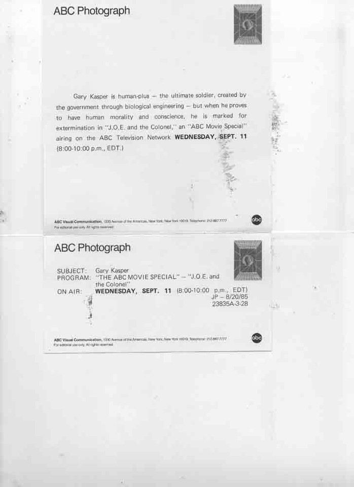 o46179 1985 orig photo shirtless Gary Kasper TVM J.O.E. and the Colonel orp-4617 | eBay