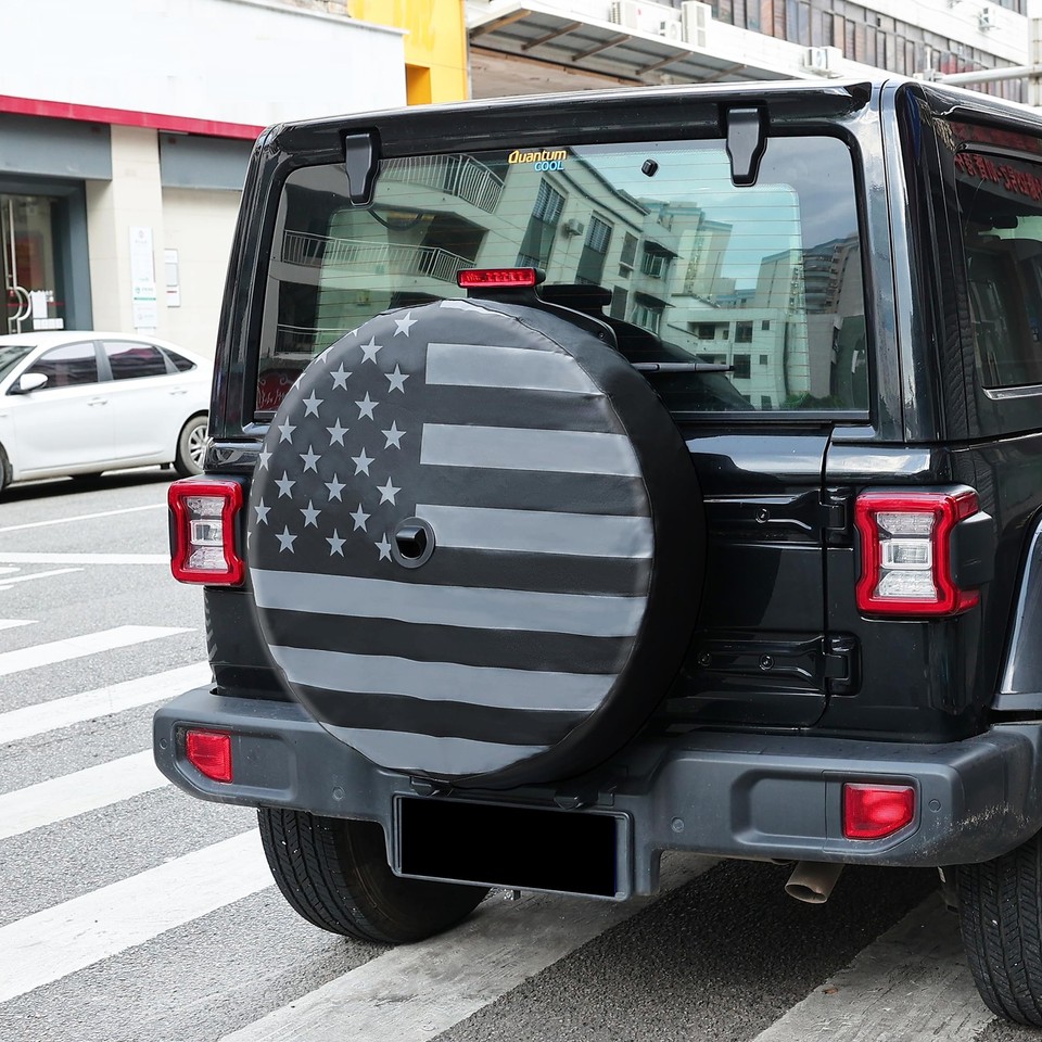 MOONET Tire Cover for Jeep Wrangler JL, Back-up Camera Hole, Grey Flag ...