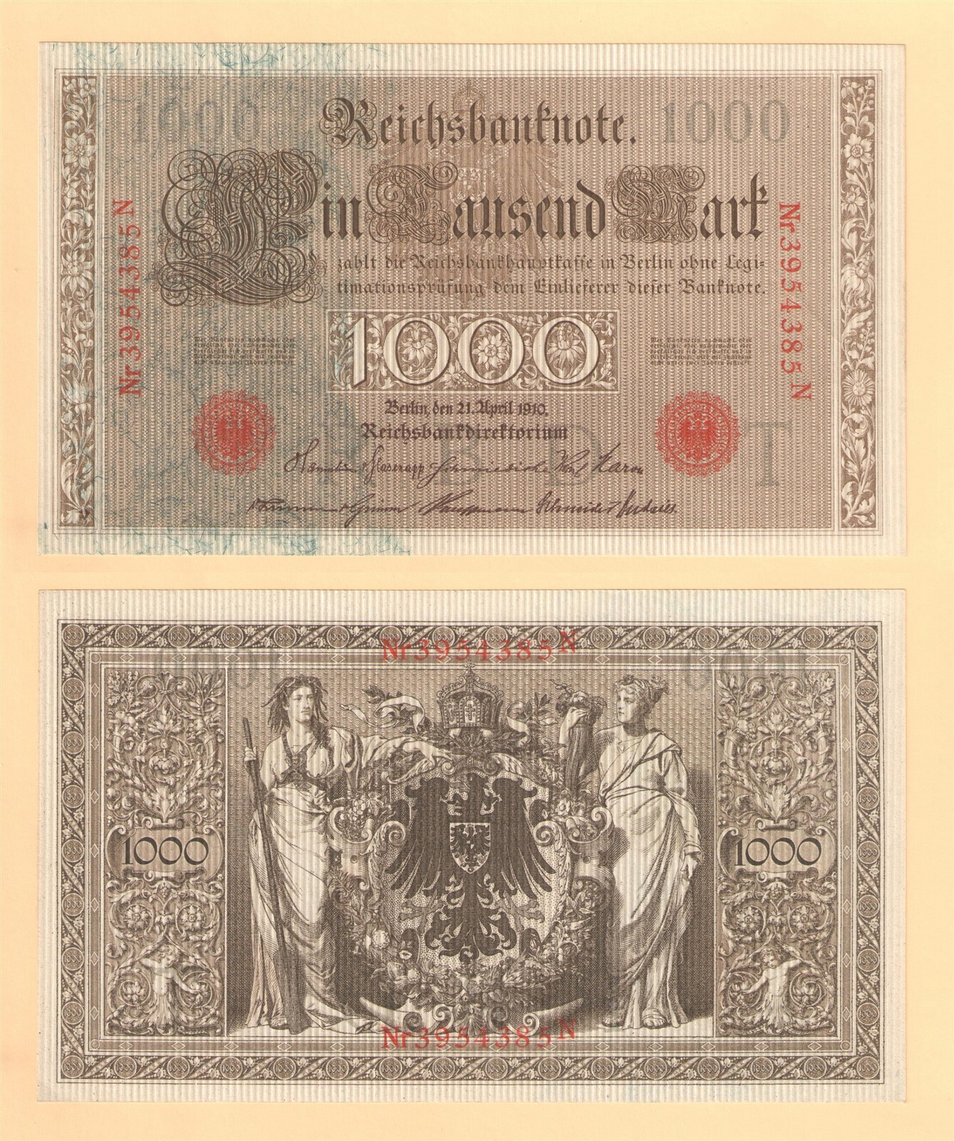 1910 GERMANY 1000 MARK NOTE CURRENCY CATALOG # P44b UNC | eBay