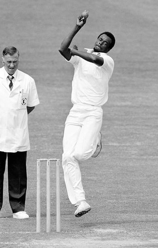 Winston Davis bowling for Northamptonshire during their matc- Old ...