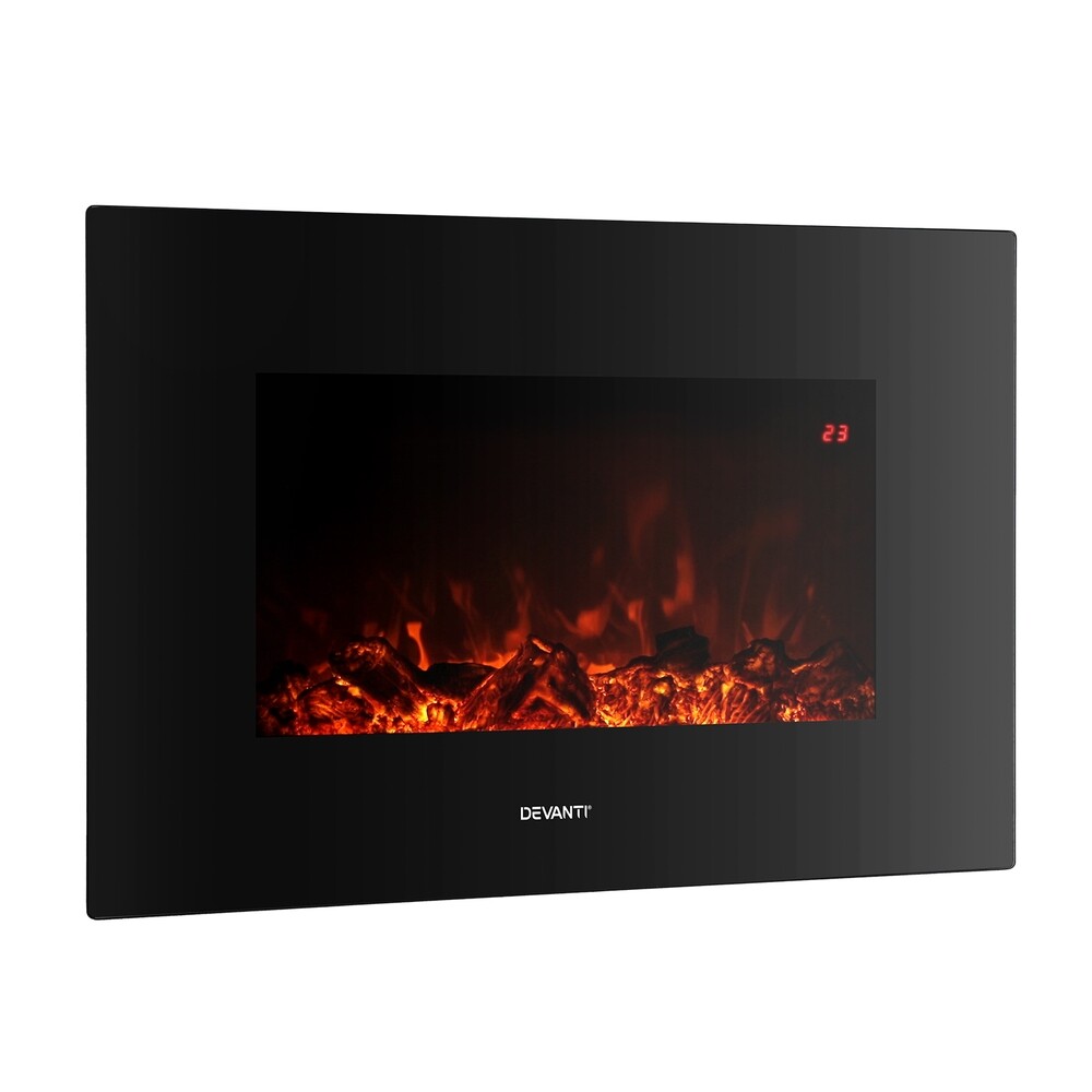 Devanti Electric Fireplace Fire Heater Wall Mounted 3D Flame Indoor ...