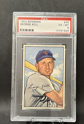 1952 Bowman George Kell #75 Detroit Tigers VINTAGE BASEBALL PSA 6 | eBay