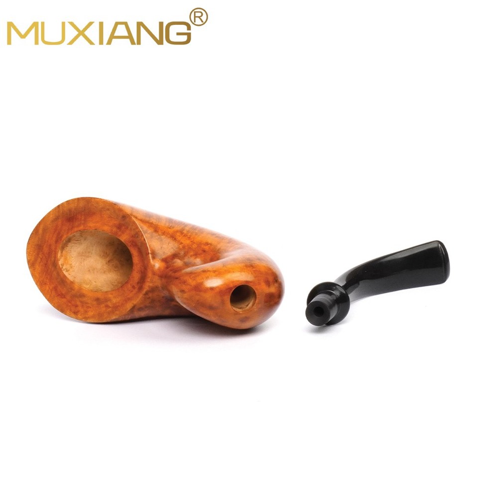 MUXIANG Smooth Freehand Pipe Briar Wooden Tobacco Pipe 3mm Bent ...