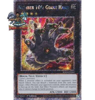Yugioh! 1x Number 106: Giant Hand RA04-EN066 Platinum Secret Rare 1st ...
