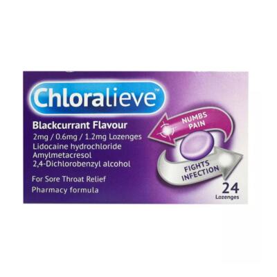 Chloralieve Blackcurrant Lozenges x24 | Numbs Sore Throats & Fights ...