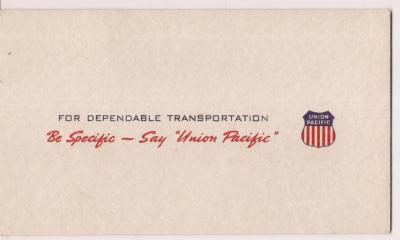 Be Specifiic Say Union Pacific Railroad Train Vintage Advertising Ink ...