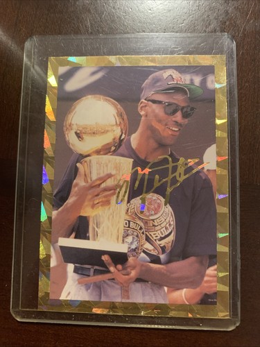 Michael Jordan championship trophy facsimile Autograph Gold Border ...