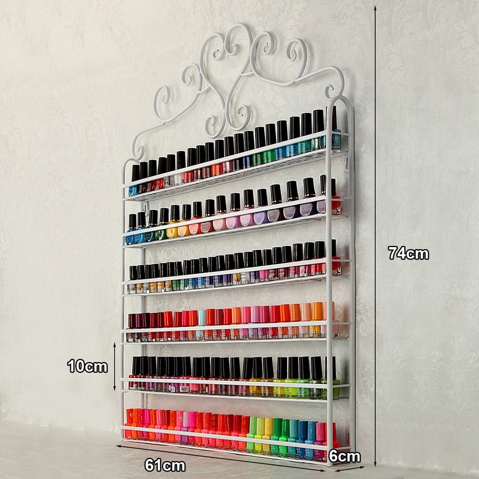 Metal Nail Polish Rack Wall Mounted Display Organizer Holder Over 200 ...