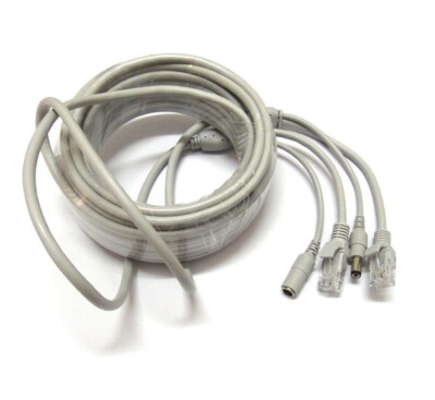 10m CCTV Network Cable RJ45 IP DC Power Ethernet CAT5/5e Extension For ...