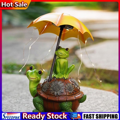 Cute LED Solar Frog Turtle Statue Light Creative for Outside Yard ...
