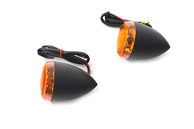 DEUCE BULLET TORPEDO TURN SIGNAL LIGHTS BLACK & AMBER HARLEY FXSTD ...