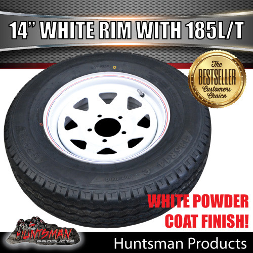 14x6 & 185R14C LT HT White Trailer Caravan Sunraysia Wheel Rim & Tyre ...