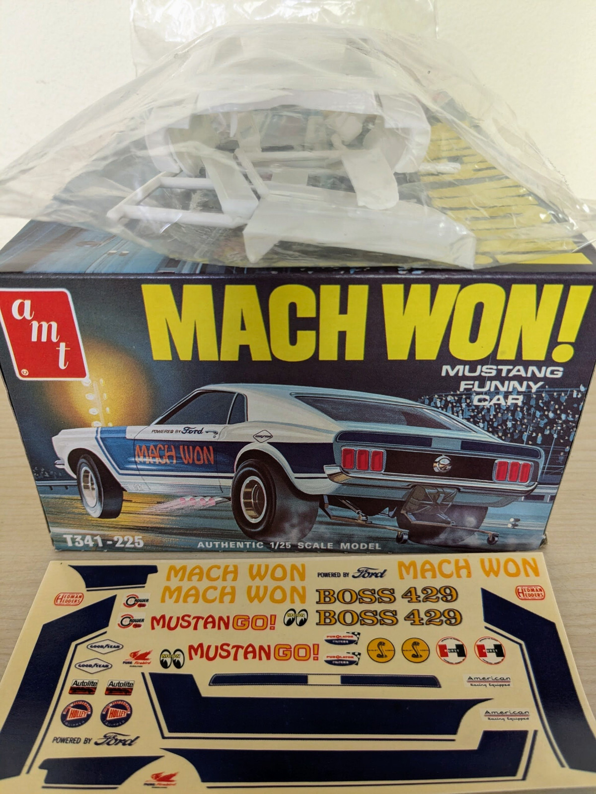 SUPER RARE! **NIB VINTAGE AMT MACH WON MUSTANG FUNNY CAR KIT *SEALED ...