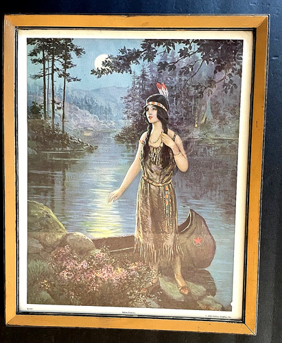 Vintage 16" X 13"Framed with 1985 copy Art Print Native American Indian ...