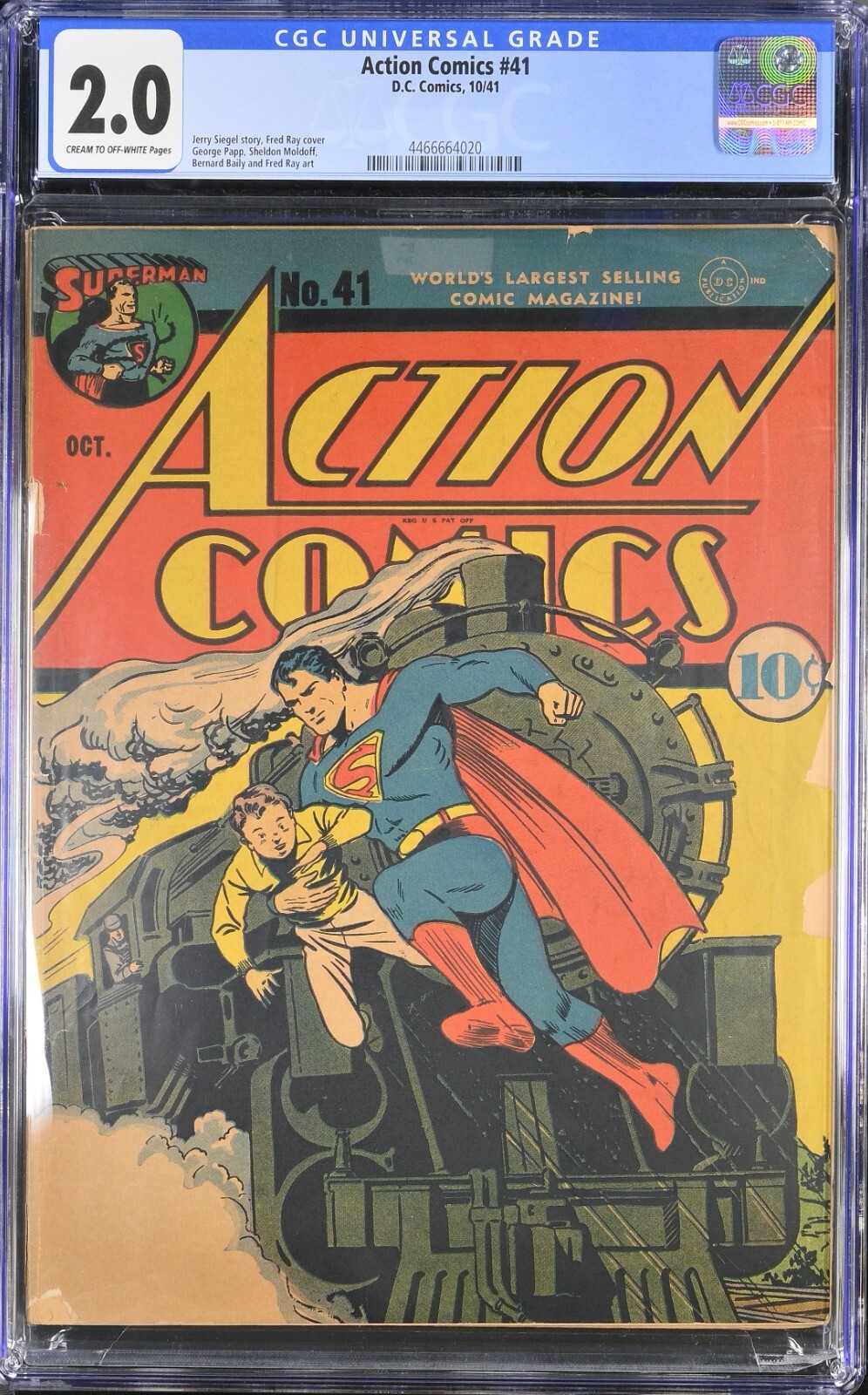 1941 D.C. Comcis Action Comics 41 CGC 2.0. Classic Superman Train Cover ...