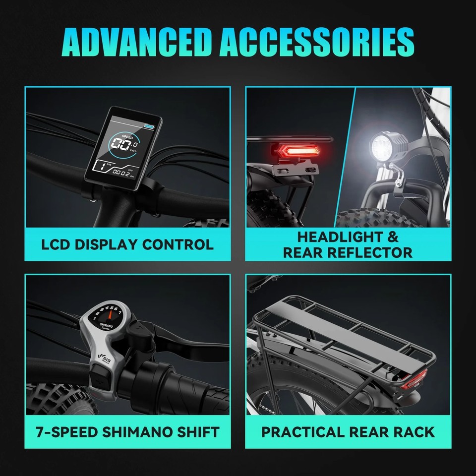 AMYET EB26 Electric Bike 1000W Electric Bicycle 48V 15AH Fat Tire Mountain ebike | eBay