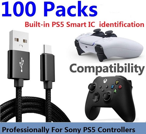LOT 100 x 10FT/3M Nylon USB Type-C Data Charging Cables For Sony PS5 ...