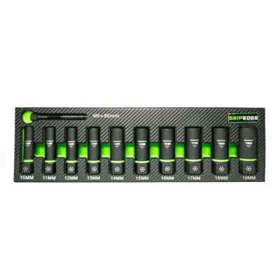 Grip Edge Tools 10-PC 3/8" Drive Deep Metric RPT Socket Extractor Set ...
