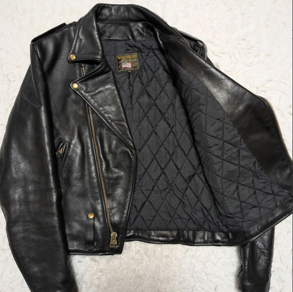 Vintage VANSON C2 Double Riders Leather Jacket Black Men's Size 40 ...