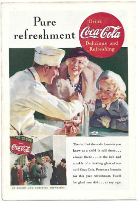 Vintage Coca-Cola Pure refreshment at bright and cheerful fountains ...
