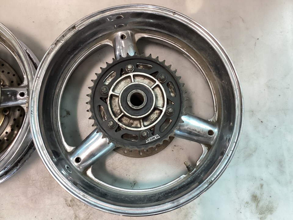 99-07 Suzuki Hayabusa GSXR 1300 Front Rear Wheels Rims Rotor Hub CHROME ...