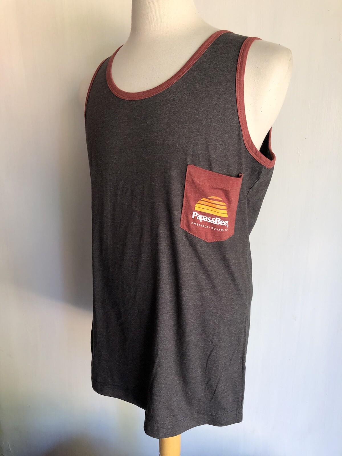 PAPAS & BEER Official Men's Baja Mexico Tank Top Ring… - Gem